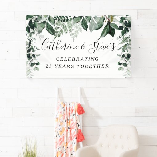 Elegant Botanic Wedding Anniversary Backdrop Banner Zazzle