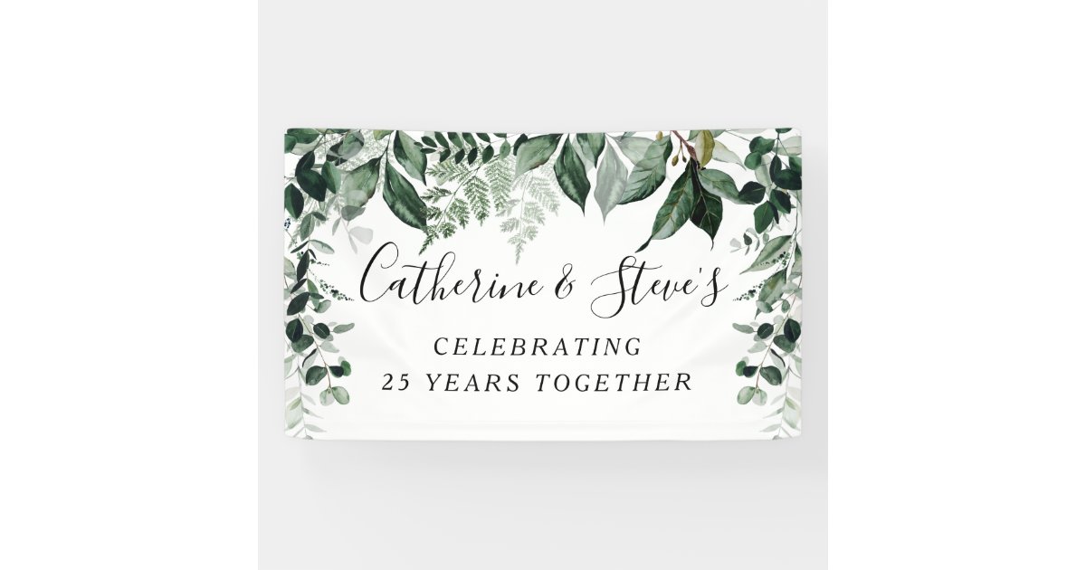 Elegant Botanic Wedding Anniversary Backdrop Banner Zazzle