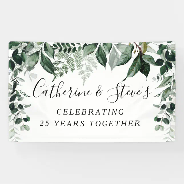 Elegant Botanic Wedding Anniversary Backdrop Banner Zazzle