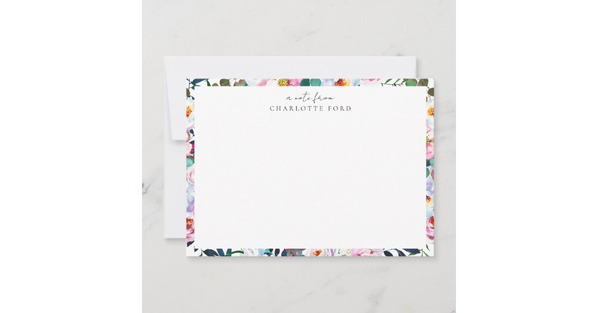 Elegant Botanical Blush Pink White Floral Frame Note Card | Zazzle