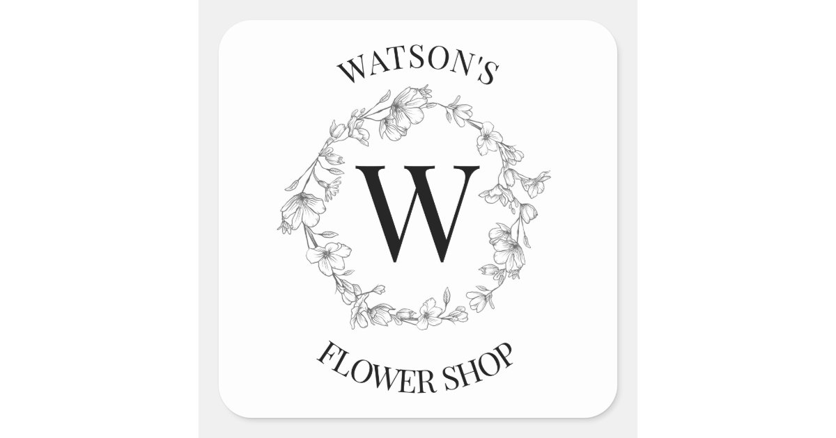 Elegant Botanical Business Logo Square Sticker | Zazzle