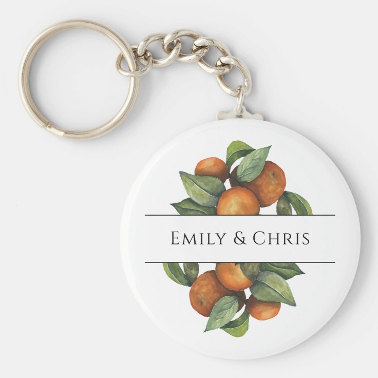 Elegant Botanical Citrus Greenery Keychain | Zazzle