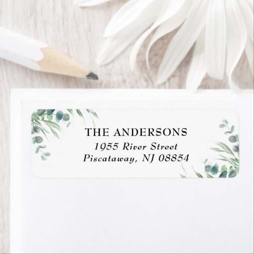 Elegant Botanical Eucalyptus Greenery Name Script Label | Zazzle