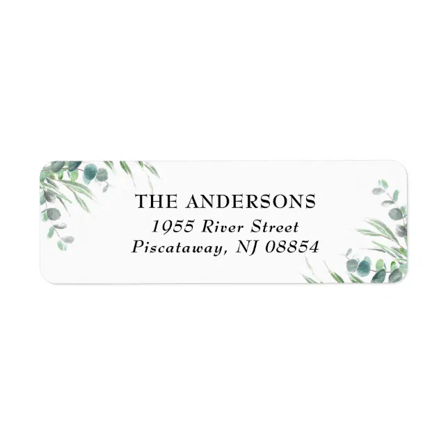 Elegant Botanical Eucalyptus Greenery Name Script Label | Zazzle
