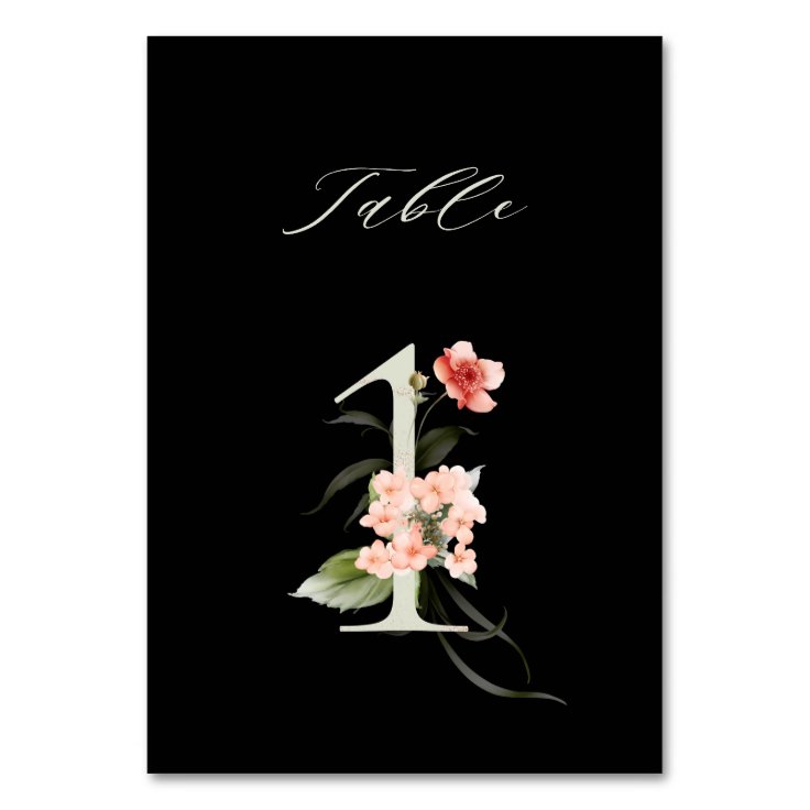 Elegant Botanical Floral Number 1, Black Table Number | Zazzle Elegant Botanical Floral Number 1, Black Table Number | Zazzle
