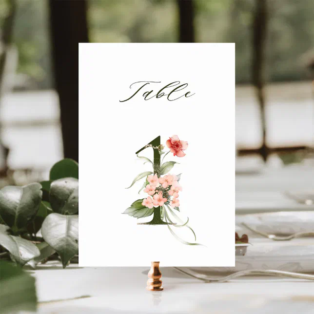 Elegant Botanical Floral Number 1, Table Number | Zazzle