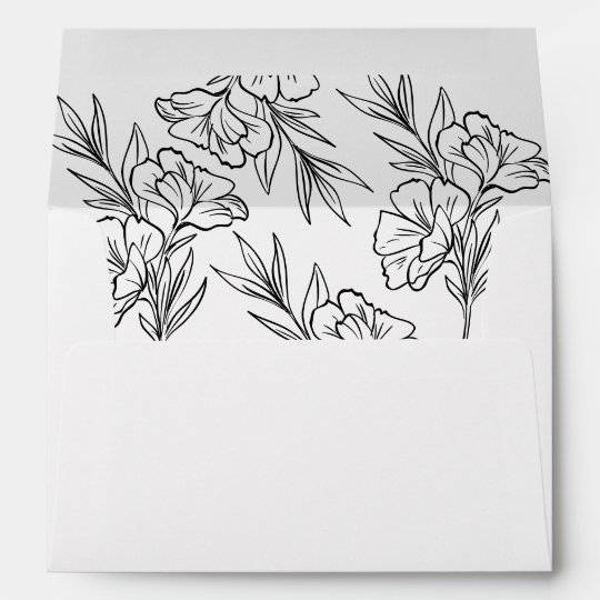 Elegant Botanical Floral Outline Envelope | Zazzle.com