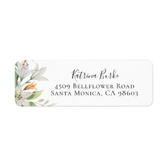 Elegant Botanical Floral Return Address Label | Zazzle