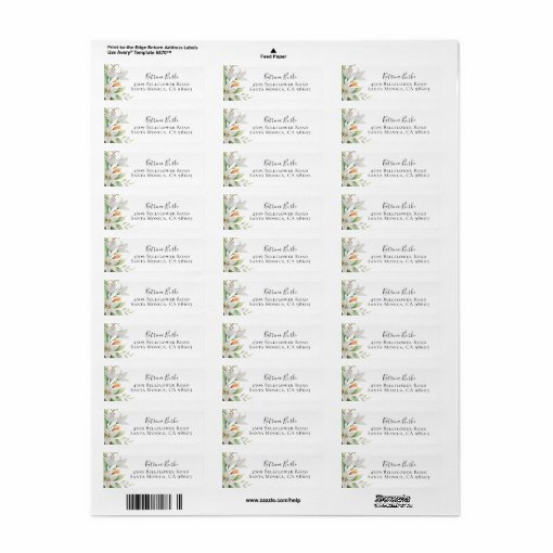 Elegant Botanical Floral Return Address Label | Zazzle