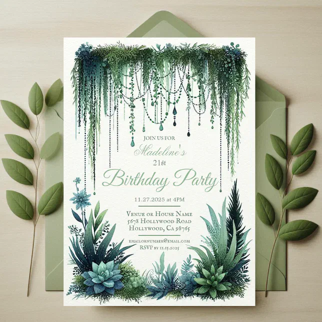 Elegant Botanical Garden Birthday Party Invitation | Zazzle