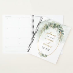 Elegant botanical green eucalyptus gold geometric planner | Zazzle