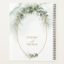 Elegant botanical green eucalyptus gold geometric planner | Zazzle