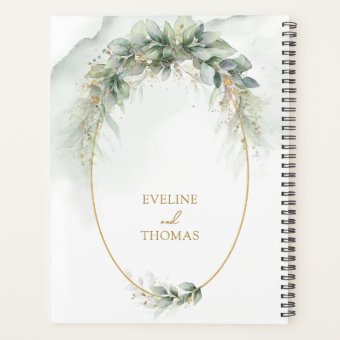 Elegant botanical green eucalyptus gold geometric planner | Zazzle