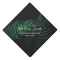 Elegant Botanical Green Fern Leaf On Black Script Graduation Cap Topper ...