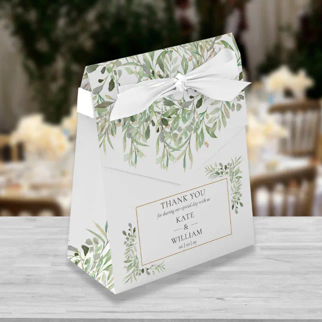 Elegant Botanical Greenery Wedding Favor Boxes | Zazzle