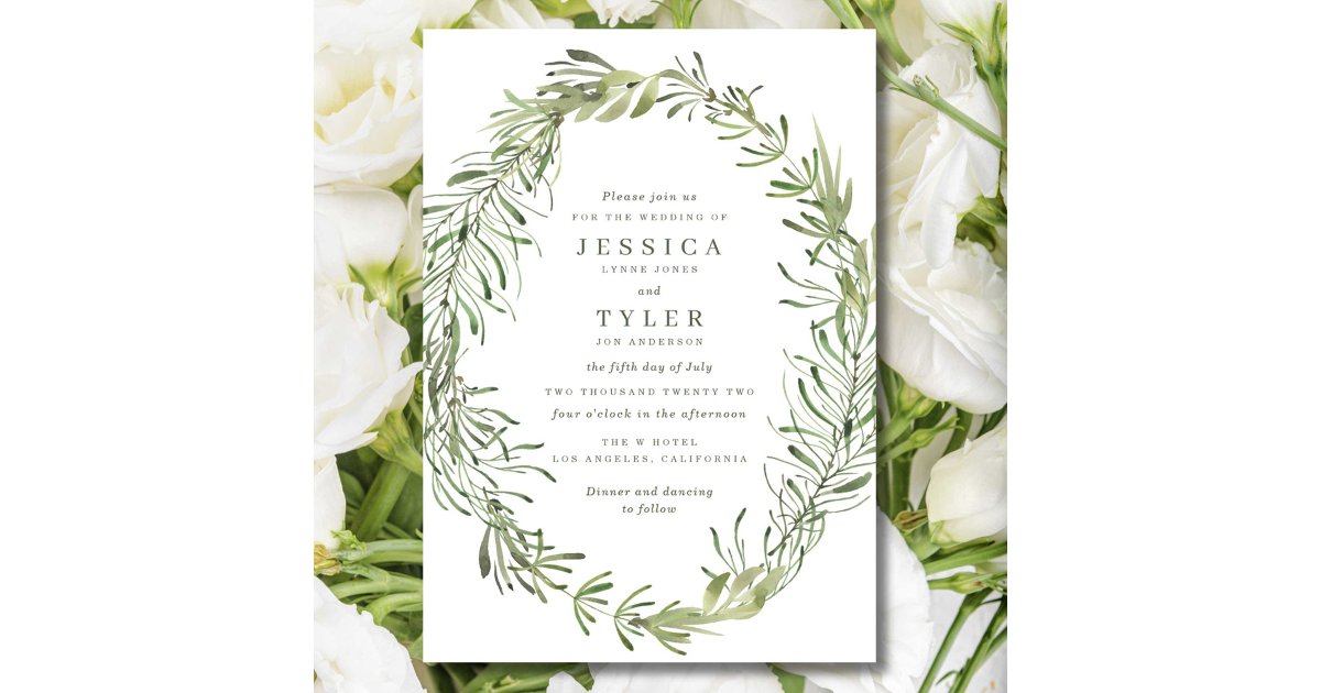 Elegant Botanical Greenery Wedding Invitation | Zazzle