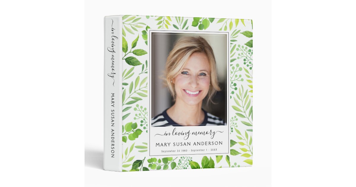 Elegant Botanical In Loving Memory Photo Keepsake 3 Ring Binder | Zazzle