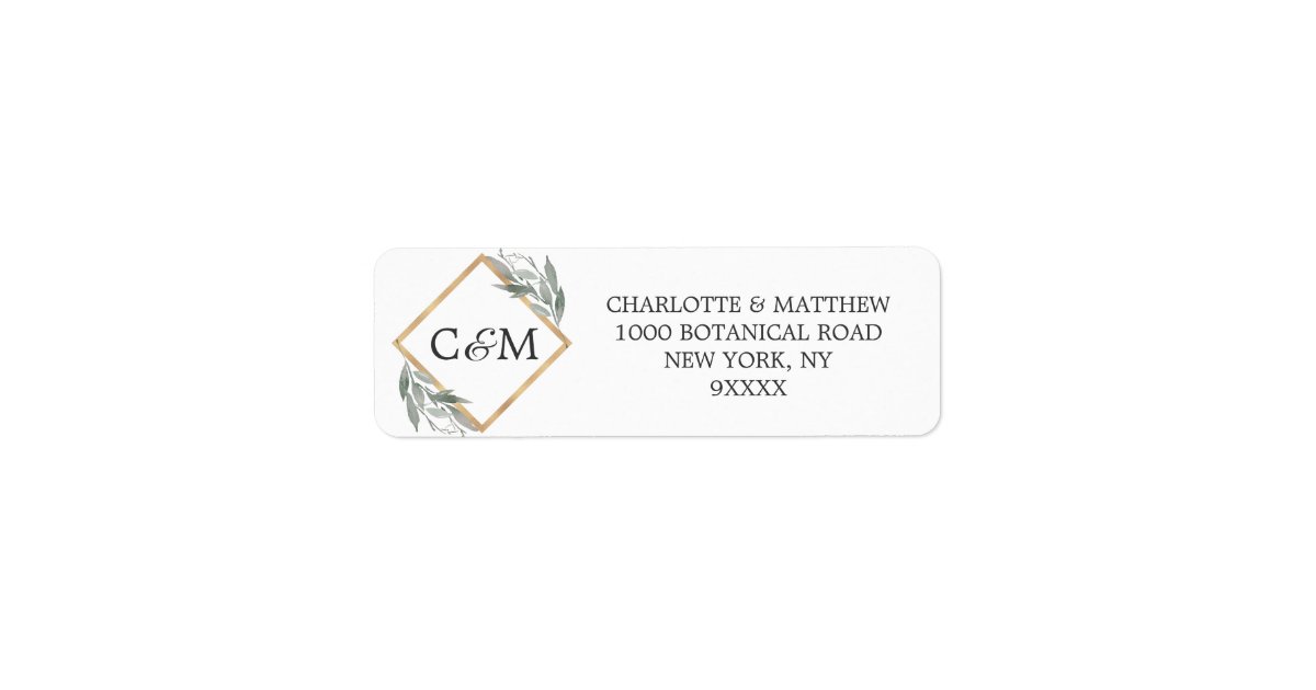 Elegant Botanical Leaf Sage Green Gold Wedding Label | Zazzle