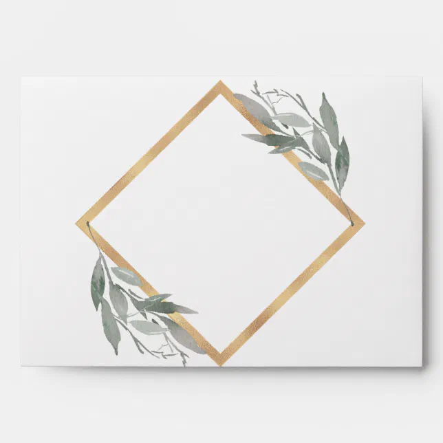 Elegant Botanical Leaves Gold Foil Wedding Envelope | Zazzle