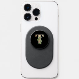 Elegant Botanical Monogram Gold Letter T PopSocket | Zazzle