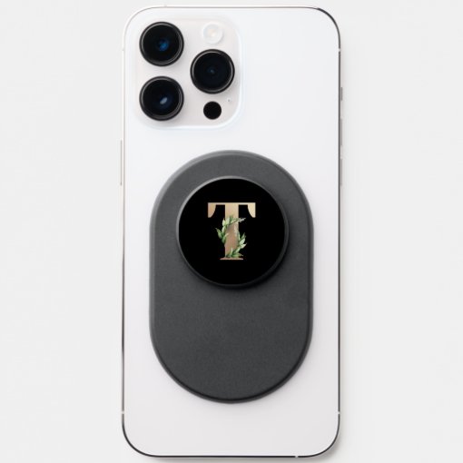 Elegant Botanical Monogram Gold Letter T PopSocket | Zazzle