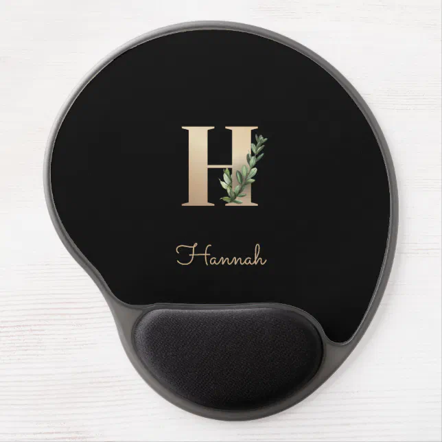 Elegant Botanical Monogram Letter H Gel Mouse Pad | Zazzle