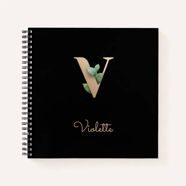 Elegant Botanical Monogram Letter V Notebook | Zazzle