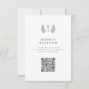 Elegant Botanical Monogram Wedding QR Code RSVP | Zazzle