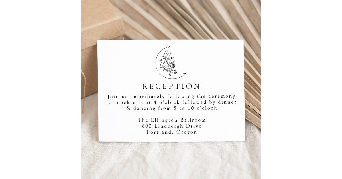 Elegant Botanical Moon and Stars Wedding Reception Enclosure Card | Zazzle
