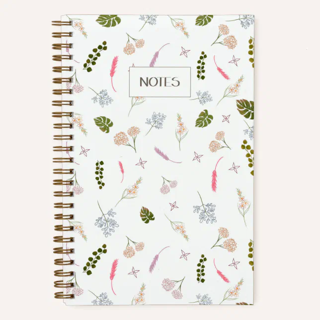 Elegant Botanical Pattern Floral Notes Journal | Zazzle