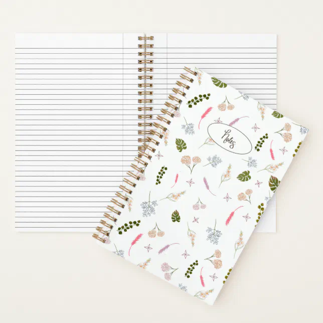 Elegant Botanical Pattern Floral Notes Journal II | Zazzle
