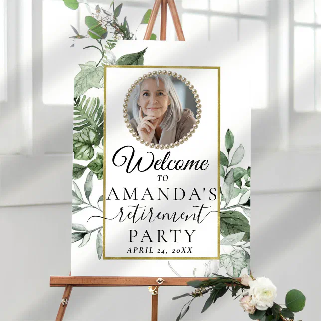 Elegant Botanical Photo Retirement Welcome Foam Board | Zazzle