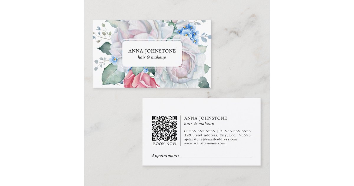 Elegant Botanical QR Code | Appointment Business Card | Zazzle