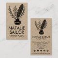 Elegant Botanical Quill Logo Notary Public Kraft Business Card | Zazzle