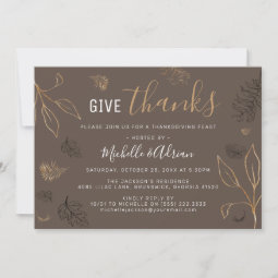 Elegant Botanical Thanksgiving Dinner Feast Invitation | Zazzle