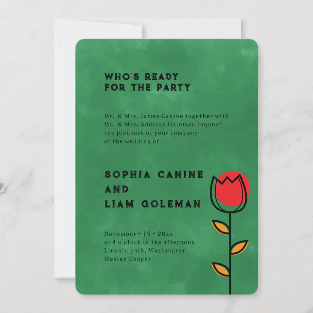 Elegant Both Parents Names | Green Floral Wedding Invitation | Zazzle