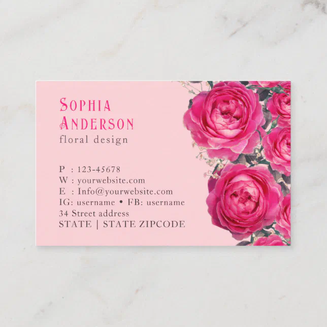 Elegant Bouquet of Roses Business Card | Zazzle