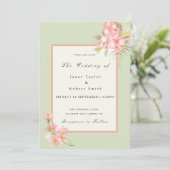 Elegant Bouquet Sage Green & Pink Border Wedding Invitation | Zazzle