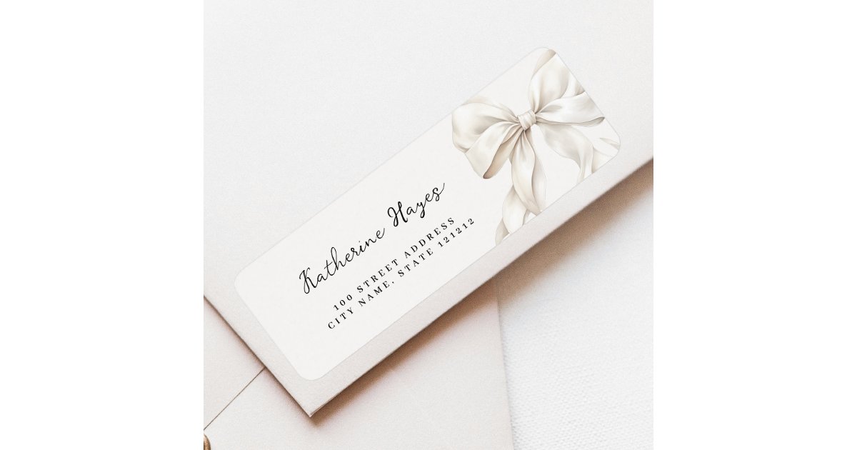 Elegant Bow Bridal Shower Return Address Label | Zazzle