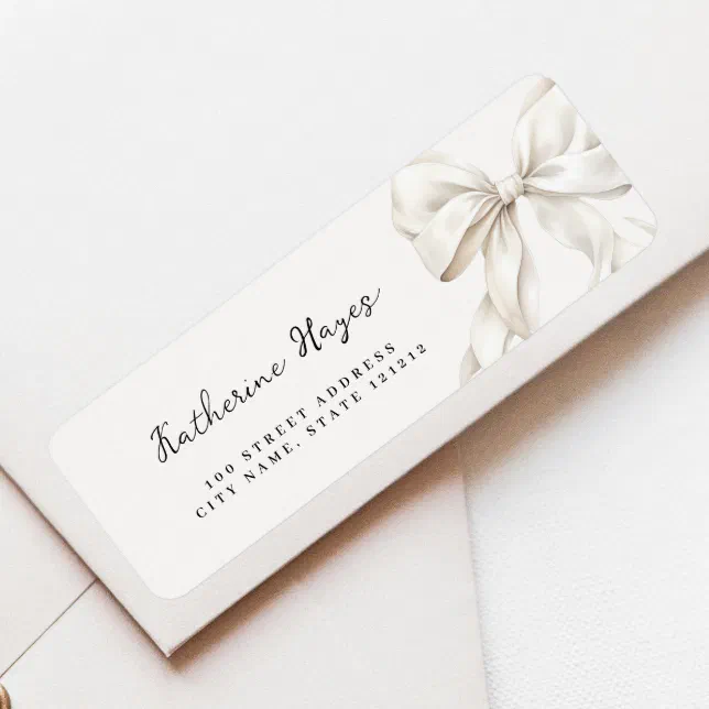 Elegant Bow Bridal Shower Return Address Label | Zazzle