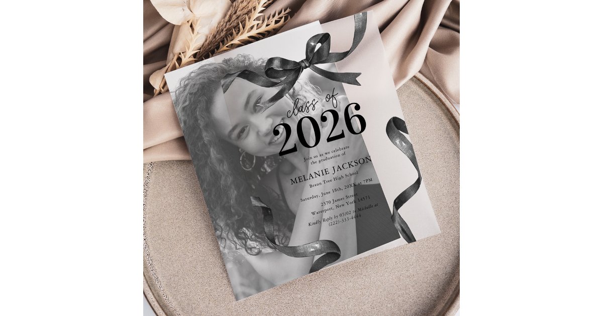 Elegant Bow Graduation Party Vellum Invitations | Zazzle