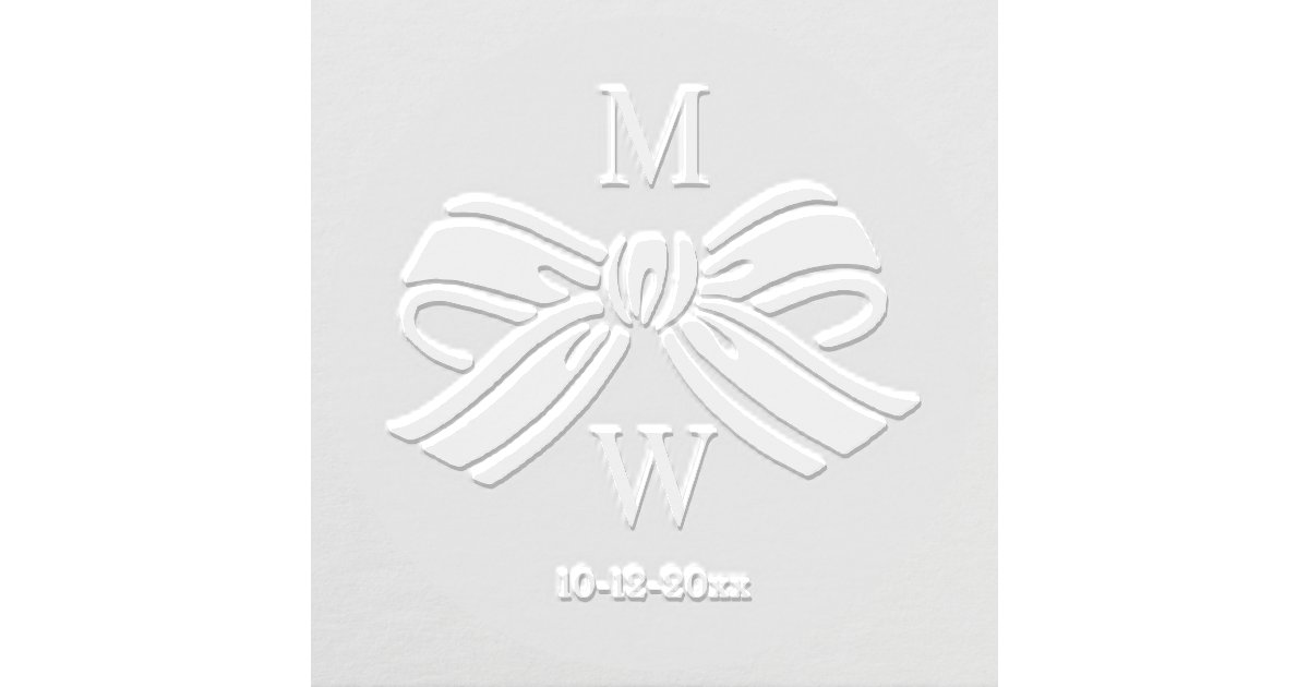 Elegant Bow Ribbon #5V Wedding Couple Initials Dt Embosser | Zazzle