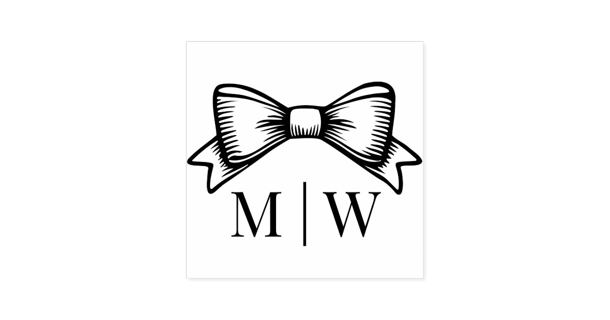 Elegant Bow Ribbon #6 Wedding Couple Initials Self-inking Stamp | Zazzle