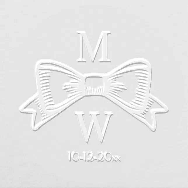 Elegant Bow Ribbon #6V Wedding Couple Initials Dt Embosser | Zazzle