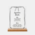 Elegant Bow Signature Drinks Wedding Bar Menu Acrylic Sign | Zazzle