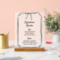 Elegant Bow Signature Drinks Wedding Bar Menu Acrylic Sign | Zazzle