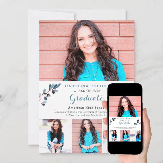 Elegant Branches Photo Graduation Announcemet Announcement | Zazzle