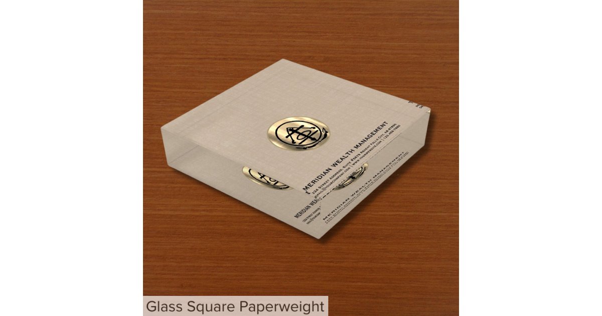 Elegant Branded Paperweight with Gold Logo | Zazzle