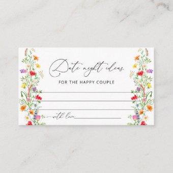 Elegant bridal shower date night ideas card | Zazzle