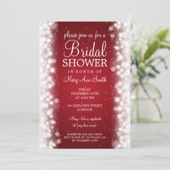 Elegant Bridal Shower Magic Sparkle Red Invitation | Zazzle